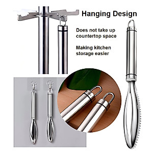 Fish Scale Remover,304 Stainless Steel Fish Scaler Easy Use Fish Descaler Tool,Fish Scaler Remover Lung Remover for Family Kitchen,Easy to Clean Kitchen Tool(9.65 * 1.26in)-SATONBEYI