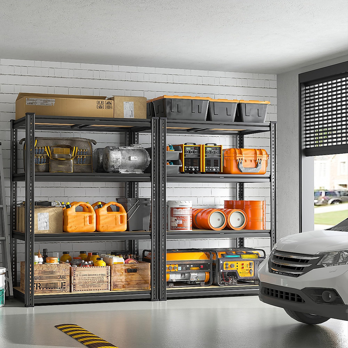 REIBII 35.5”W Garage Shelving Adjustable Storage Shelves,Heavy Duty Shelving Metal Shelving Unit Storage Rack Utility for Warehouse Basement Kitchen Pantry Closet,60.1" Hx35.5 Wx18 D