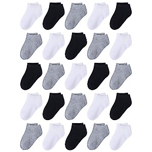 Cooraby 25 Pairs Kids' Socks Low Cut Socks Half Cushion Sport Ankle Athletic Socks for Boys Girls