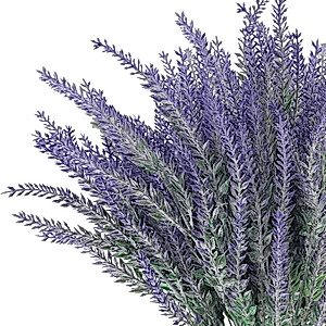 TURNMEON 20 Bundles Artificial Lavender Outdoor UV Resistant Flowers Plastic Fake Flowers Plants, Artificial Flowers Faux Plants for Outdoor Window Box Hanging Planter Home Porch Summer Decor(Purple)