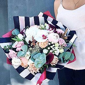 BBJ WRAPS Flower Wrapping Paper Floral Bouquet Wraps for Gift Packaging 20 Sheets 23.6x23.6 Inch (Black)