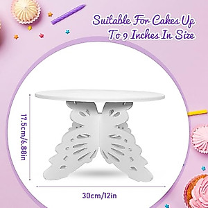 AOCEAN 12" Butterfly Cake Stand Butterfly PVC Cake Decorations with Engraved Butterflies Cake Stands for Dessert Table Wedding Birthday Party (1 Pcs)
