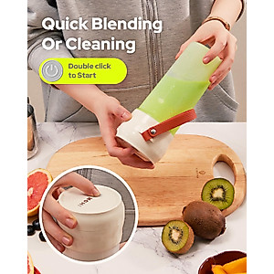 IHOM Portable Blender, Rechargeable Cordless Portable Blender for Shakes and Smoothies,10.5Oz BPA-Free Mini Blender,30 Watts, Single Serve Blender Cup for Kitchen, Gym, Travel, Office (Cream White)