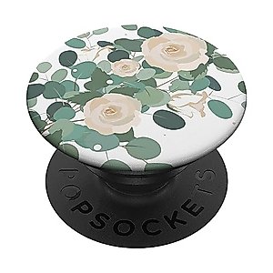 Eucalyptus and Roses White PopSockets Standard PopGrip