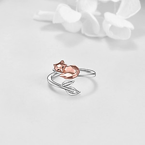 Fox Rings 925 Sterling Silver Origami Fox Ring Jewelry Anniversary Promise Romantic Gifts for Her Teen Girls