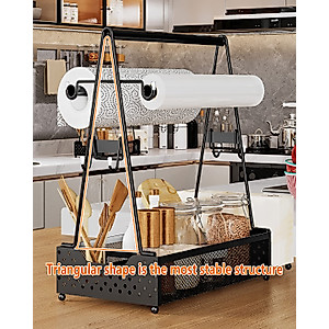 Utensil Caddy, Grill Condiment Caddy, BBQ & Picnic Caddy, Utensil Holder for Party, Picnic Flatware Caddy with Handle and Paper Towel Roll Holders, Utensil Cutlery Caddy for Camping, Kitchen