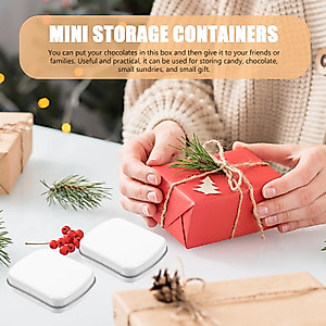 Tofficu 50 Pcs Mini Tin Boxes with Lids for Jewelry Storage, Small Candy Treat Boxes, Portable Metal Containers for Travel, Weddings, Birthdays, White Iron, 2.36 X 1.85 X 0.59 Inches