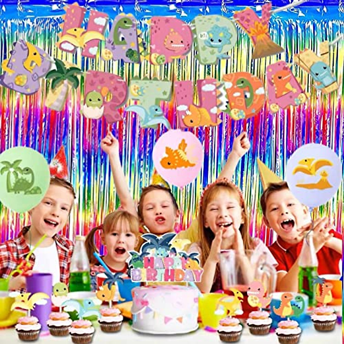 Rainbow Foil Fringe Curtain Backdrop Tinsel Photo Booth Props for Birthday Gay Pride Day Circus Bachelorette Wedding Engagement Bridal Shower Baby Shower Happy New Year Party Decorations - 2 Packs