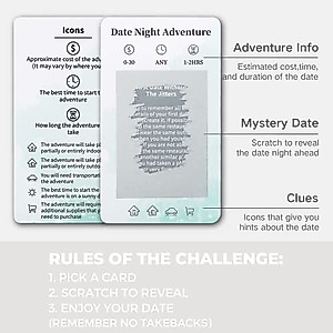 40 Date Night Ideas Card Deck Game - Unique Scratch Off Date Night Games for Couples with Adventure Photo Album Book, Romantic Valentines Day and Wedding Anniversary Couples Gifts for Him and Her