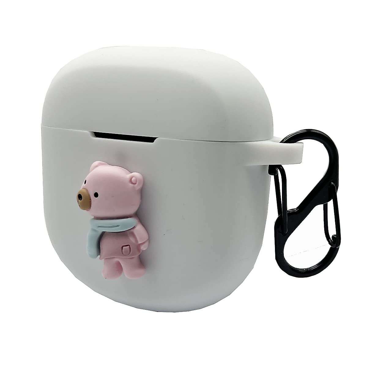 Cute Case Compatible with Bose QuietComfort Earbuds II, Silicone Kawaii Skin Cover Shockproof and Scratch Resistant Protective Case with Keychain for New Bose QuietComfort Earbuds II (White)