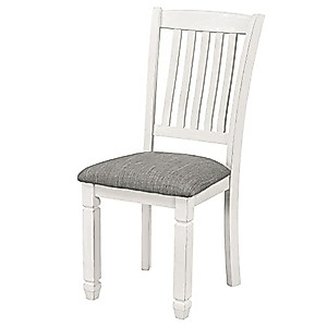 GLORHOME 6 7-Piece Dining Table Set with Upholstered Chairs-Shaped Legs for Kitchen Family-Modern and Stylish Design, Gray+White