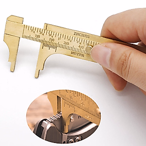 Kyuionty Brass Pocket Vernier Caliper Ruler, Sliding Gauge Mini Vernier Caliper Double Scales MM/Inch Measuring Tool (100mm)