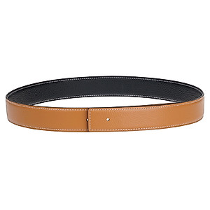 UzHot Reversible H Full Grain Leather Belt Strap Without Buckle Blank Replacement Strip For Women And Men 32mm Wide Brown New 38inch