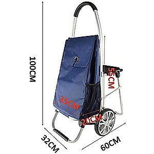 Shopping Trolley on Wheels Multi Function Shopping Cart with Seat Folding Collapsible Trolley Portable Non-Slip Handle Bearing Gravity Enhanced Storage Hand Trucks,Red,60 * 100Cm ,Sho