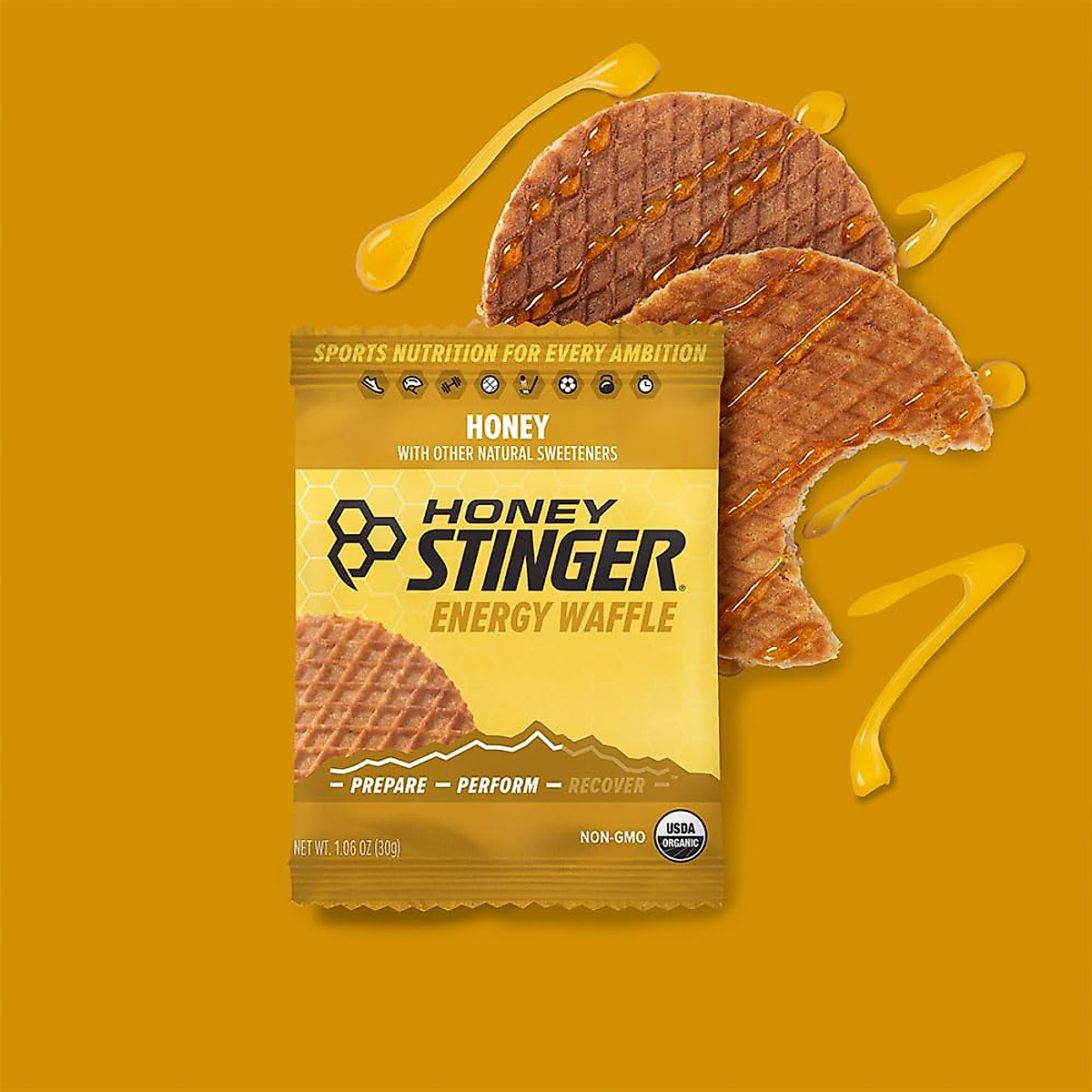 Honey Stinger Organic Waffles - Variety Pack – 12 Count – 4 of Each Flavor – Energy Source for Any Activity – Honey, Vanilla & Chocolate – Plus Sticker and Custom Polybag