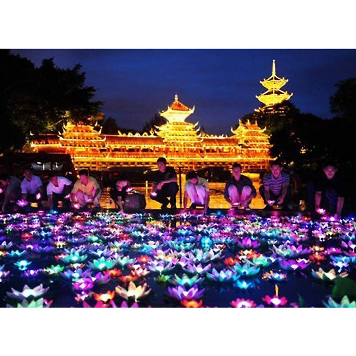 SOLUSTRE 5pcs floating lotus flowers Flower Night Lamp floating lantern LED floating candle light nativity decor flashing plastic lotus LED water lotus light flickering candles lily Battery