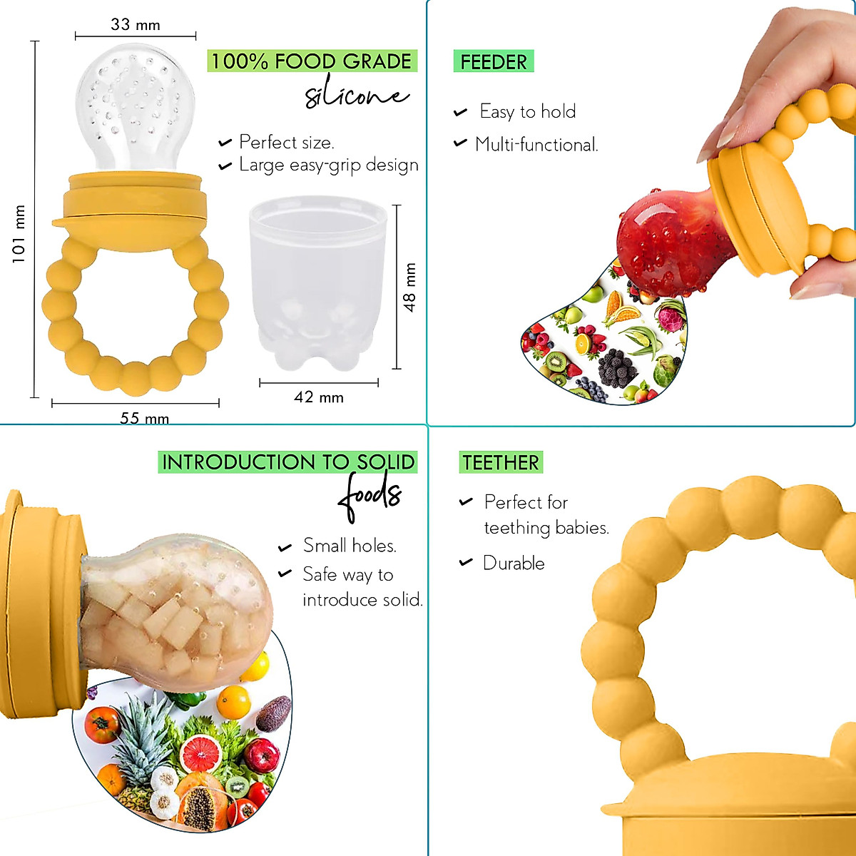 o'doe 17-Pcs Silicone Baby Feeding Set – Baby Led Weaning Supplies With Suction Plates For Toddlers, Baby Plates and Bowls Set | Yellow V2