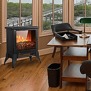 FRITHJILL Electric Fireplace Heater,1400w 18" Indoor Freestanding Fireplace Stove with Realistic Flame Effect