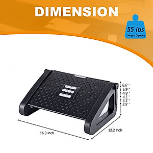 Ywbtflul Foot Rest for Under Desk at Work, Ergonomic 6 Heights Adjustable Footrest with Massage Roller, Portable Under Desk Foot Stool for Home,Office, Black