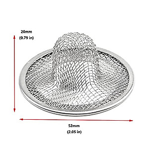 Antrader Kitchen Sink Strainer, 2Pcs Stainless Steel 2-Inch Diameter Mesh Round Filter Bathroom Bathtub Wash Basin Garbage Disposal Basket Filter