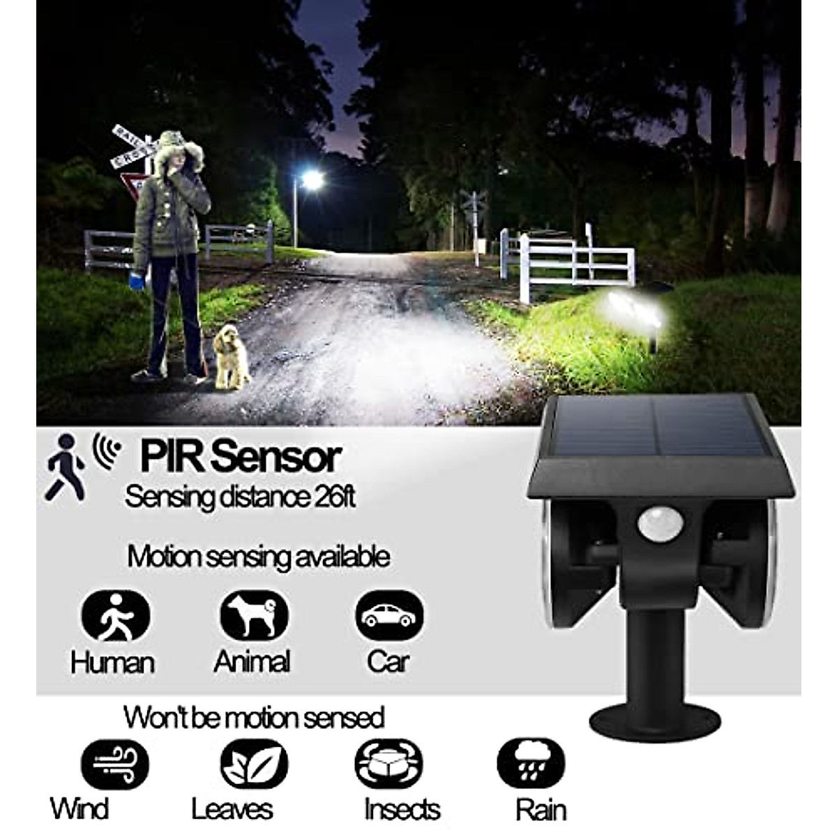 Egreat Solar Motion Sensor Lights Outdoor, Dusk to Dawn Floodlight,Wireless IP65 Waterproof Security Lights, Solar Powered Landscape Spotlights for Pathway Yard Patio Garage (2)