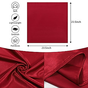 AWAYTR 23.6" Satin Neck Scarf Small Hair Scarf Women Silk Head Scarf Costume Bandana Girls Vintage Handkerchief Ribbon Scarf (Wine red)