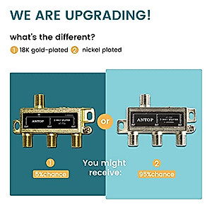 ANTOP 3-Way Coaxial Cable Splitter 2GHz- 5-2050MHz Worked with Satellite, HDTV, Antenna Signal- All Port Power DC Power Passing, Silver Plated and Corrosion Resistant