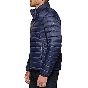 Tommy Hilfiger Men's Water Resistant Ultra Loft Down Alternative Puffer Jacket, Midnight, Large