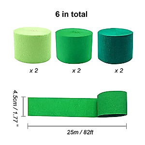 TKEJZu Green Crepe Paper Streamer 492 Feet 6 Rolls Green Crepe Streamers Spring Party Backdrop Decor for Green Theme Birthday Wedding Baby Shower Irish Lucky Day Hanging Party Decoration