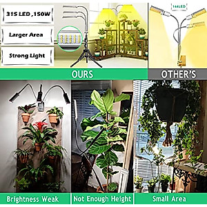 Abonnyc Grow Light for Indoor Plants with 47''inch Stand Plant Lights Full Spectrum Timer for Seedlings, 3 Switch Modes,15-47 inch Adjustable Tripod Stand & Gooseneck