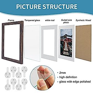 BEYAHELA 4x6 Picture Frame Set of 6, Rustic Farmhouse 4 x 6 Frame Bulk with Mat, Distressed Wooden Photo Frame for Table Top Display and Wall Mounting Rustic Picture Frame With HD Glass (Brown)