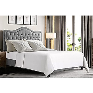 Rosevera Grayson Adjustable Headboard Bed with Fine Polyester and Button Tufting for Bedroom, Full, Ash