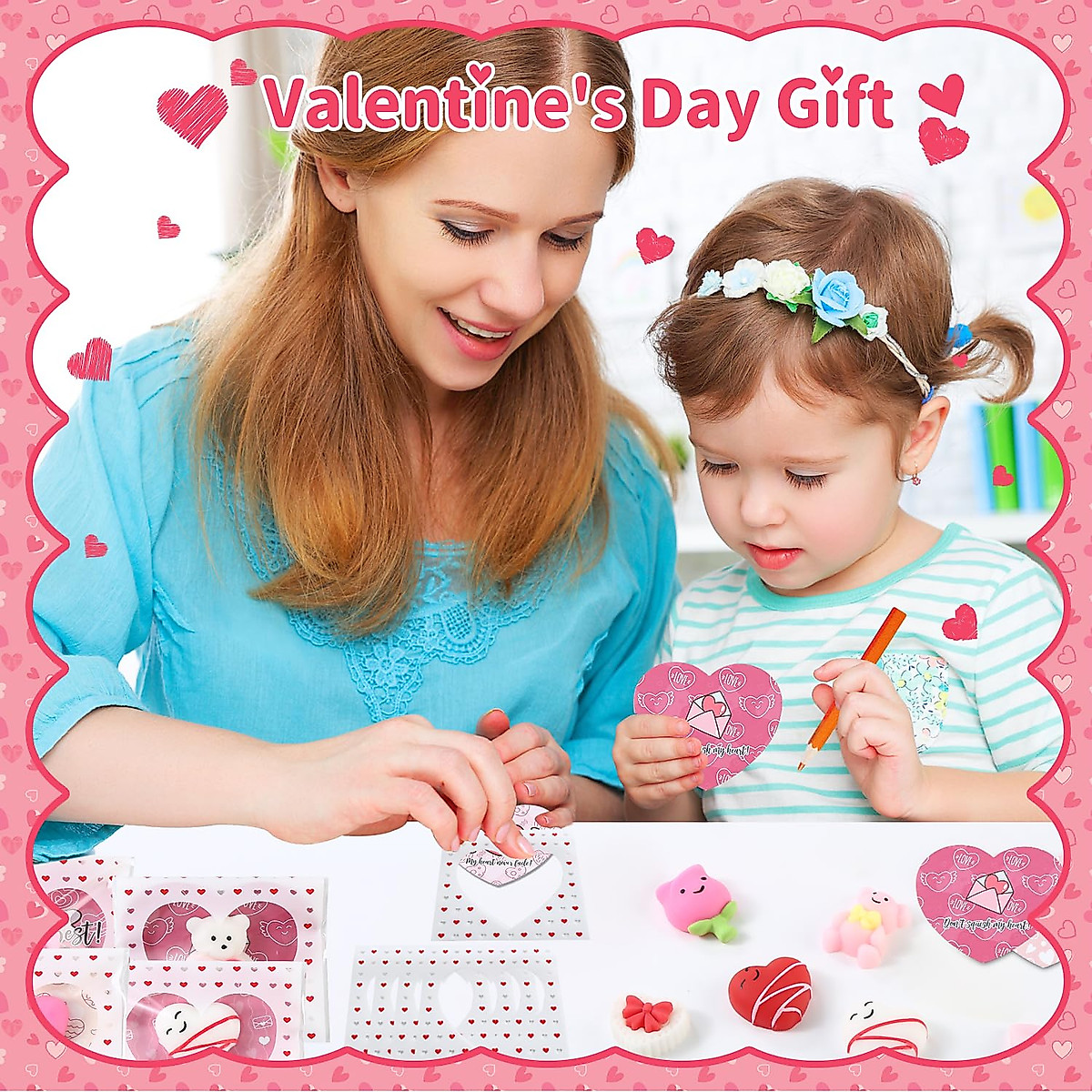 30Pack Valentines Cards for Kids with Mochi Squishy Toys, Squishy Squeeze Toy Bulk Valentines Day Gifts for Kids Classroom Exchange Small Toys for Kids Prizes Party Favors Goodie Bags Stuffers