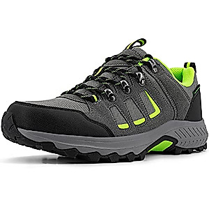 ODCKOI Waterproof Hiking Shoes for Men Lightweight Anti Slip Outdoor Hike Trekking Breathable Ankle Boots Camping Trail Shoes Gray Green