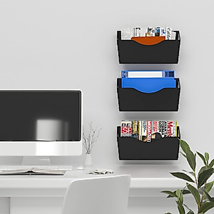 BSJYMJIAJU Magnetic File Holder, 3 Pockets, Black, Metal