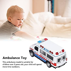 SWOQ Emergency Vehicle Model, Aluminum Ambulance Model Interesting Aluminum Pickup Function with LED Lights for More Than 3 Years