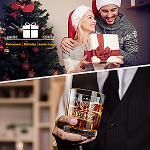 BEYOND MS 70th Birthday Gifts for Men - 70th Birthday Decorations for Men - 1953 Whiskey Glass in Valued Wooden Box - Anniversary Ideas for Him, Dad, Husband, Friends - 12oz Whiskey Glass