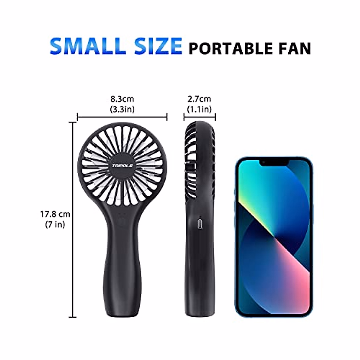 TriPole Mini Handheld Fan Bundle 2600mAh and 5000mAh Battery Operated USB Personal Fan Speed Adjustable Portable Fan