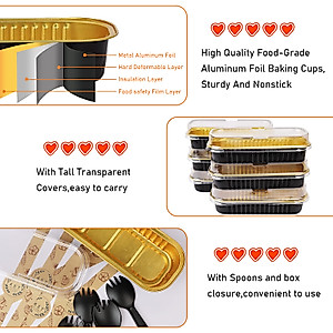 Mini Cake Pans with Lids,6.8 Oz Mini Loaf Pans with Lids Aluminum Foil Mini Loaf Baking Pans 100pcs Disposable Bread Pan Aluminum Foil Long Baking Cupcake Liners for Cake Bakery Wedding Birthday Party