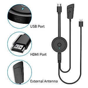 4K Wireless HDMI Display Dongle Adapter 1080P, WiFi Streaming Movies, Shows Receiver for i-Phone, i-Pad, Android, Tablet, Laptop, Window to HDTV/Monitor/Projector, Compatible Miracast, Air Play, DLNA