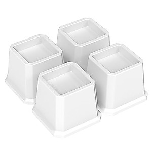 Napnapday Bed Risers 3 Inch Heavy Duty Bed Furniture Elevators, 1,500 lbs Lifts Up Riser for Sofa and Table Set of 4, White