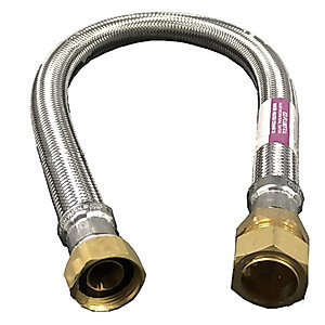 EZ-Fluid 3/4" Compression (7/8" OD) x 3/4"FIP x 12" Braided Flexible Stainless Steel Water Heater Connector Supply Line Water Hose for Female Iron Water Pipe Fitting or Copper Tubing,(1-Pack)