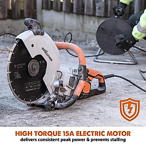 Evolution Power Tools R300DCT 12 inch Concrete Saw (Aka Circular Saw, Angle Grinder, Chop / Cut Off Saw, Demo Saw, Disc / Power Cutter) Electric Motor, No Gas - 4-1/2" Cut - Incl Diamond Masonry Blade