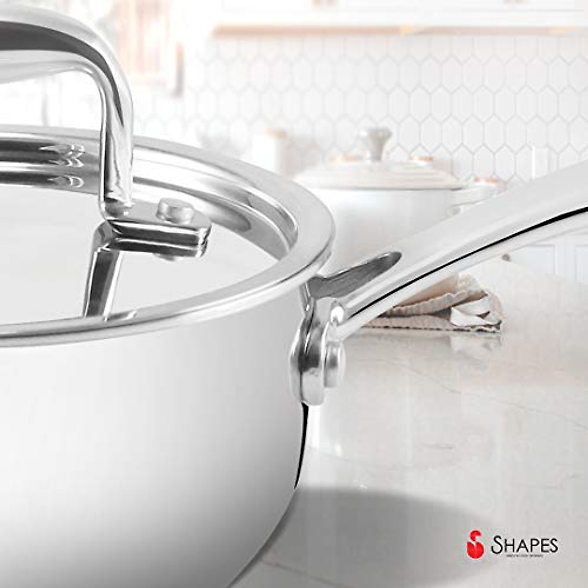 Shapes Stainless Steel Tri-Ply Saucepan - 1 Quart, Silver - Multipurpose Sauce Pan, Cooking Pot - Use for Home, Kitchen and Restaurant - Induction Ready - Easy to Clean and Dishwasher Safe