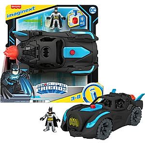 Fisher-Price Imaginext DC Super Friends Batman Toy, Lights & Sounds Batmobile with Batman Figure for Preschool Kids Ages 3+ Years
