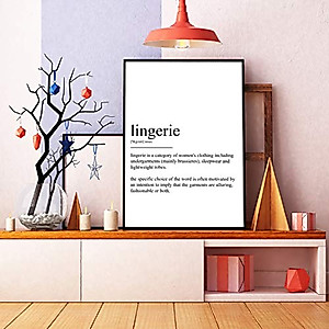 Lingerie Definition Print - Bedroom Decor Poster Wall Art Quote Typography Home - Frame Not Included