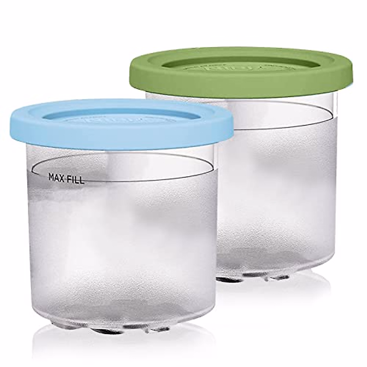 Ice Cream Pints Cup, Ice Cream Storage Containers with Lids for Ninja Cream Pints, Safe & Leak Proof Ice Cream Pints Kitchen Accessories for NC301 NC300 NC299AMZ Series Ice Cream Maker (Green+Blue)