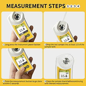 Digital Brix Refractometer Flagfront brix Meter Refractometer USB C Charging Automatic Temperature Compensation Brix Refractometer Range 0-55%，±0.1% Precision