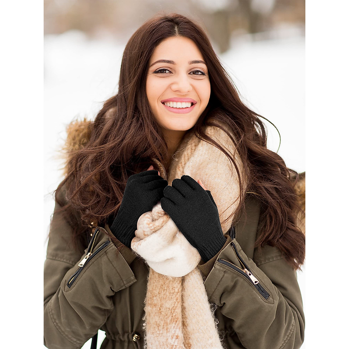 SATINIOR 2 Pair Unisex Half Finger Gloves