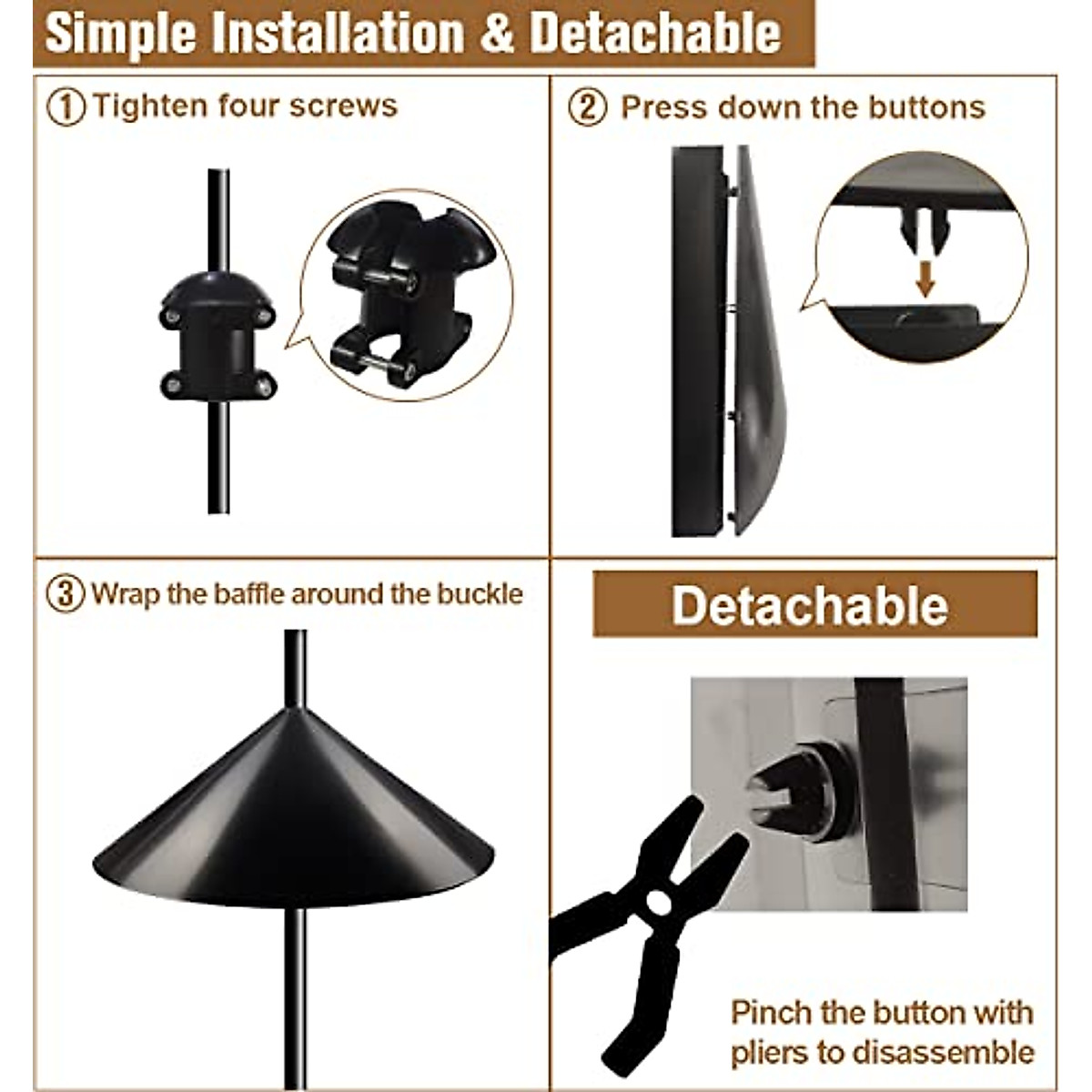 Garbuildman Squirrel Baffle for Bird Feeder Pole, Outside Pole Mount Bird House Guard for Outdoor Shepherd’s Hook, 19 Inch Diameter, 1 Pack